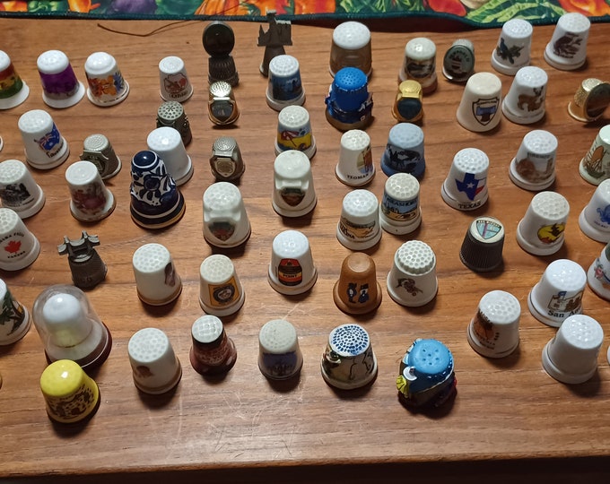 Thimble Collection 77 Plus Cherry Display Cabinet 42 Inches of Shelf Destinations Unusual Places ...