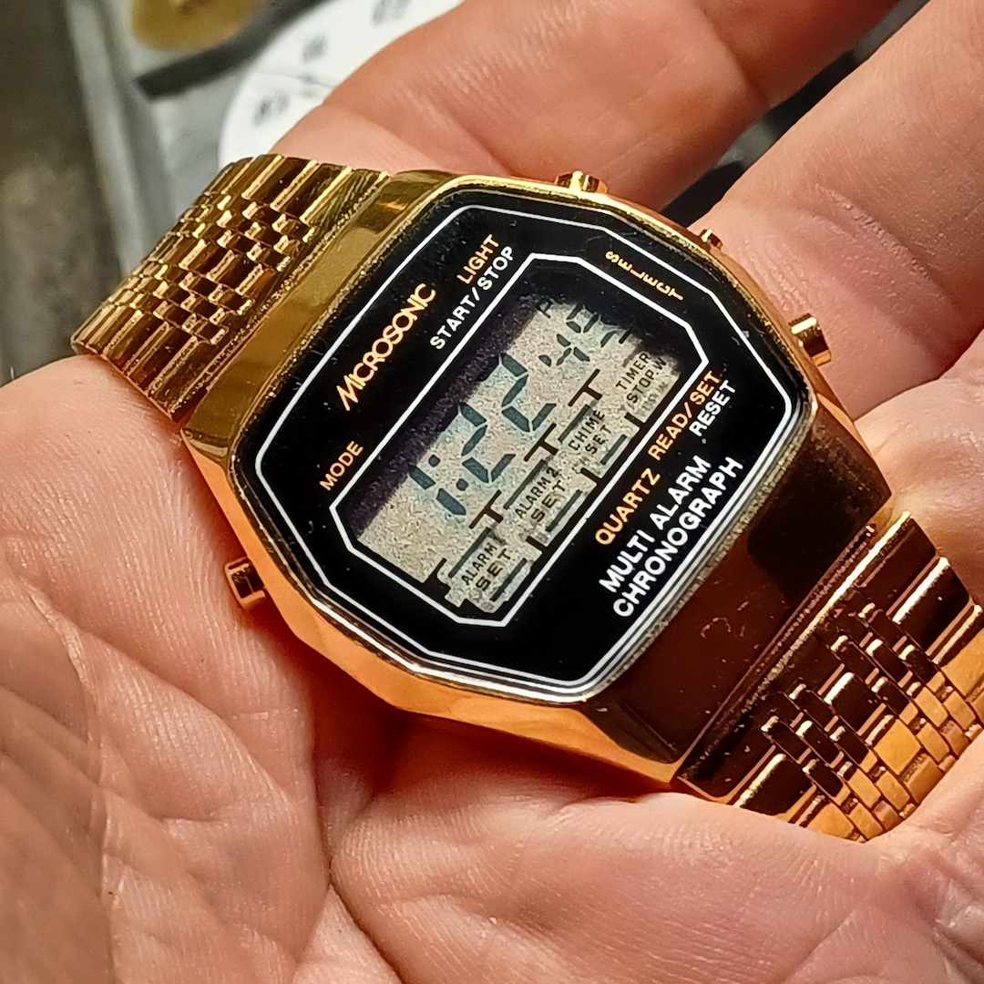 LCD Watch Microsonic Digital Chronograph 1973 -74 Alarm Solid State ...