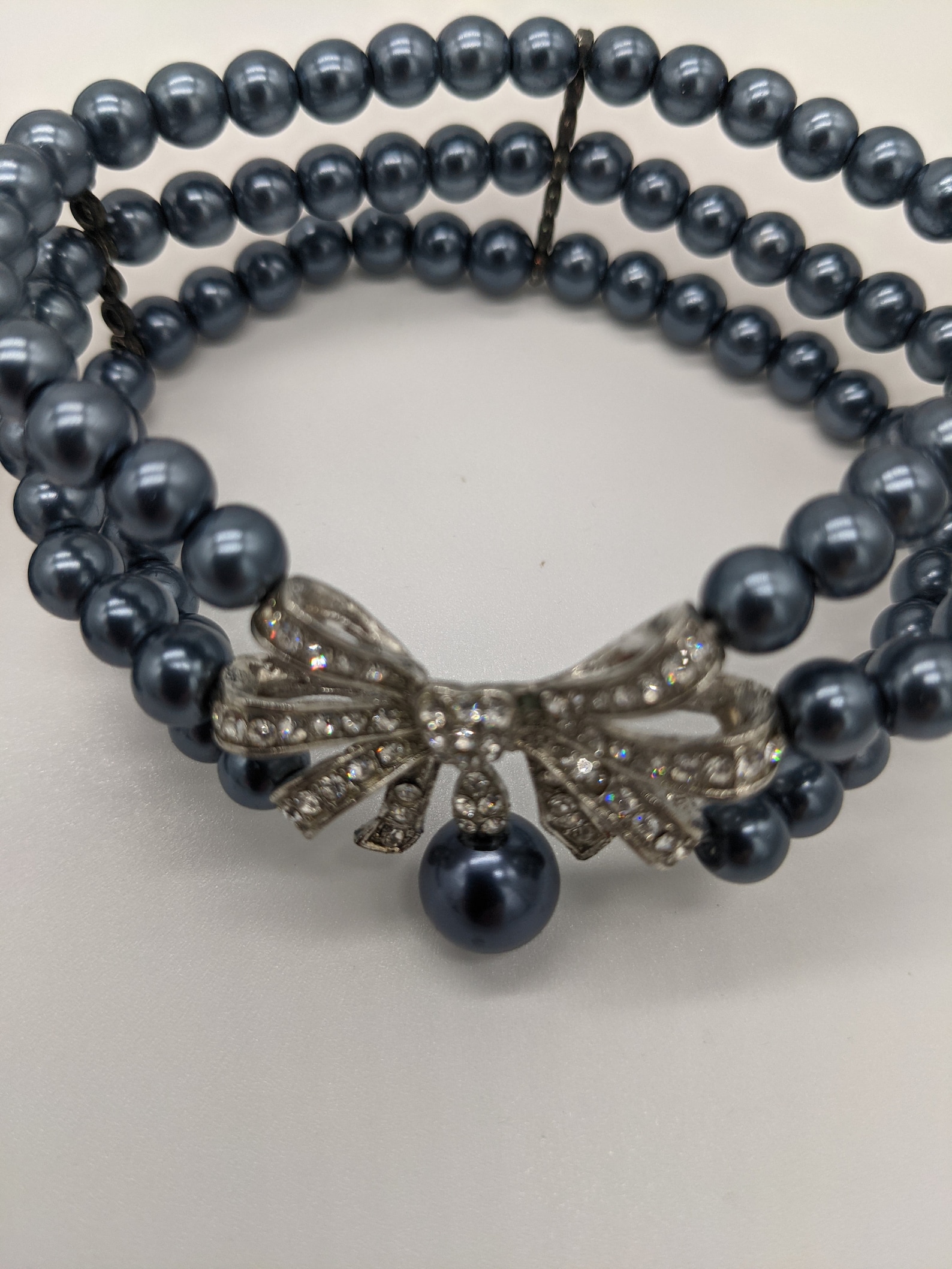 Set of Blue Faux Pearls Necklace Stretch Bracelet and Earrings. - Etsy