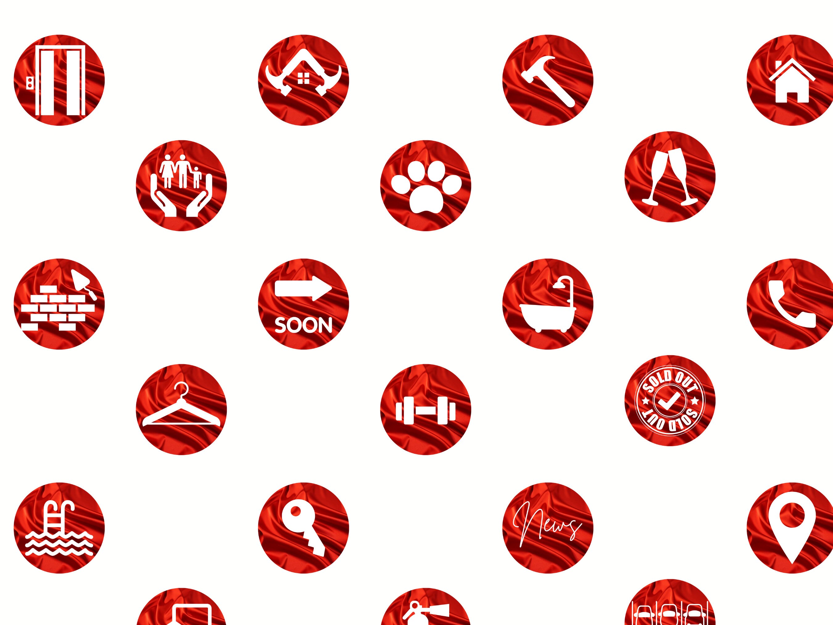 100 Red Real Estate Highlight Icons| Glossy Instagram Highlights ...