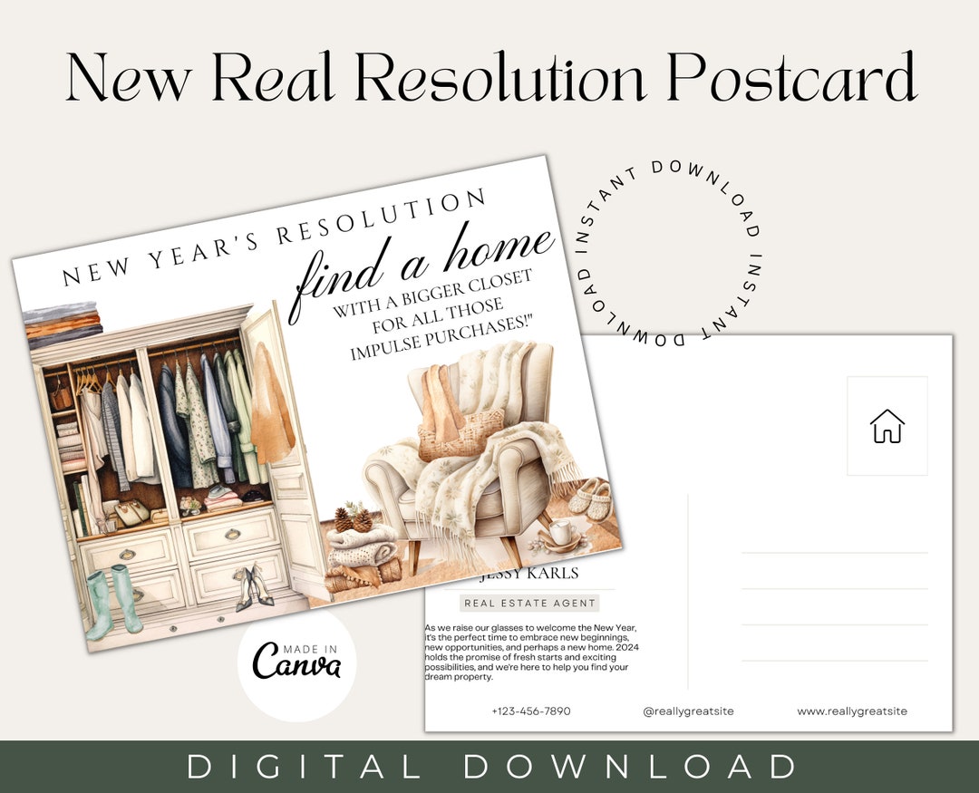 New Year Real Estate Resolution Postcard Templates| New Year Marketing ...