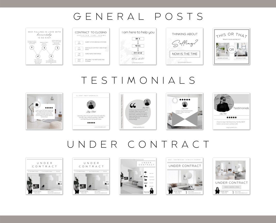 600 Clean Aesthetic Real Estate Templates Realtor Social - Etsy