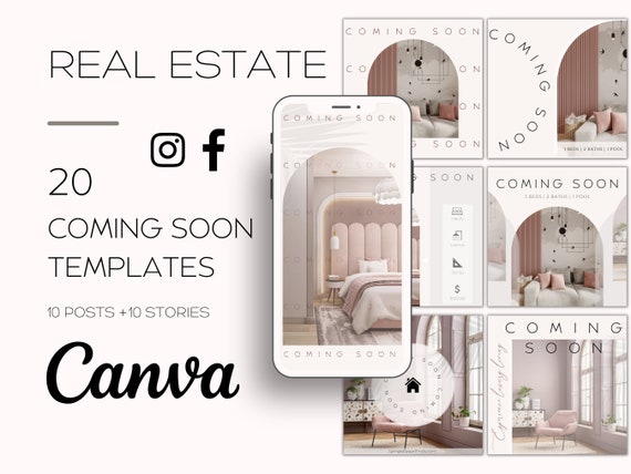 20 Blush Pink Coming Soon Template for Real Estate Realtor | Etsy