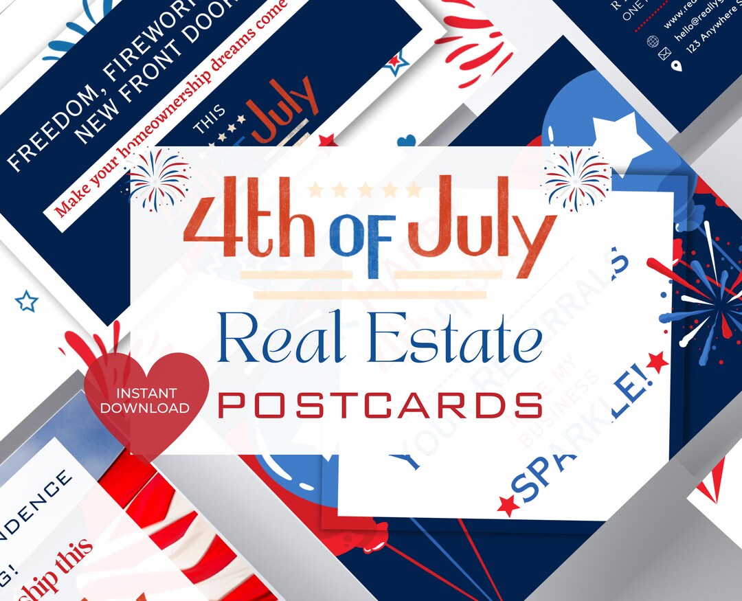 5 4th of July Real Estate Postcard Templates| Digital Download ...
