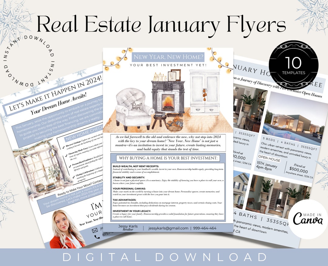 Real Estate January Flyers| January Real Estate Marketing| Winter Real ...