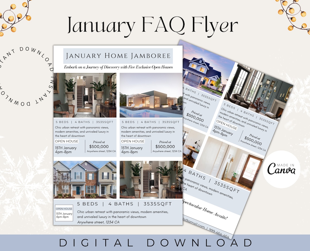 January Real Estate Open House Flyer| Open House Schedule Flyer| New ...