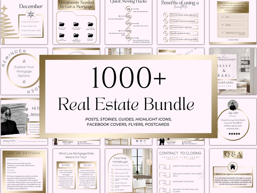1000+ Pink and Gold Real Estate Marketing Templates| Luxury Realtor ...