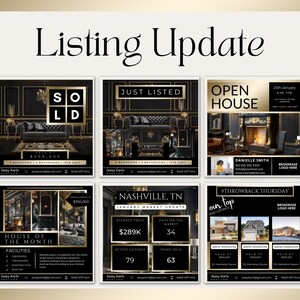 Real Estate Black and Gold January Templates| January Real Estate Posts ...