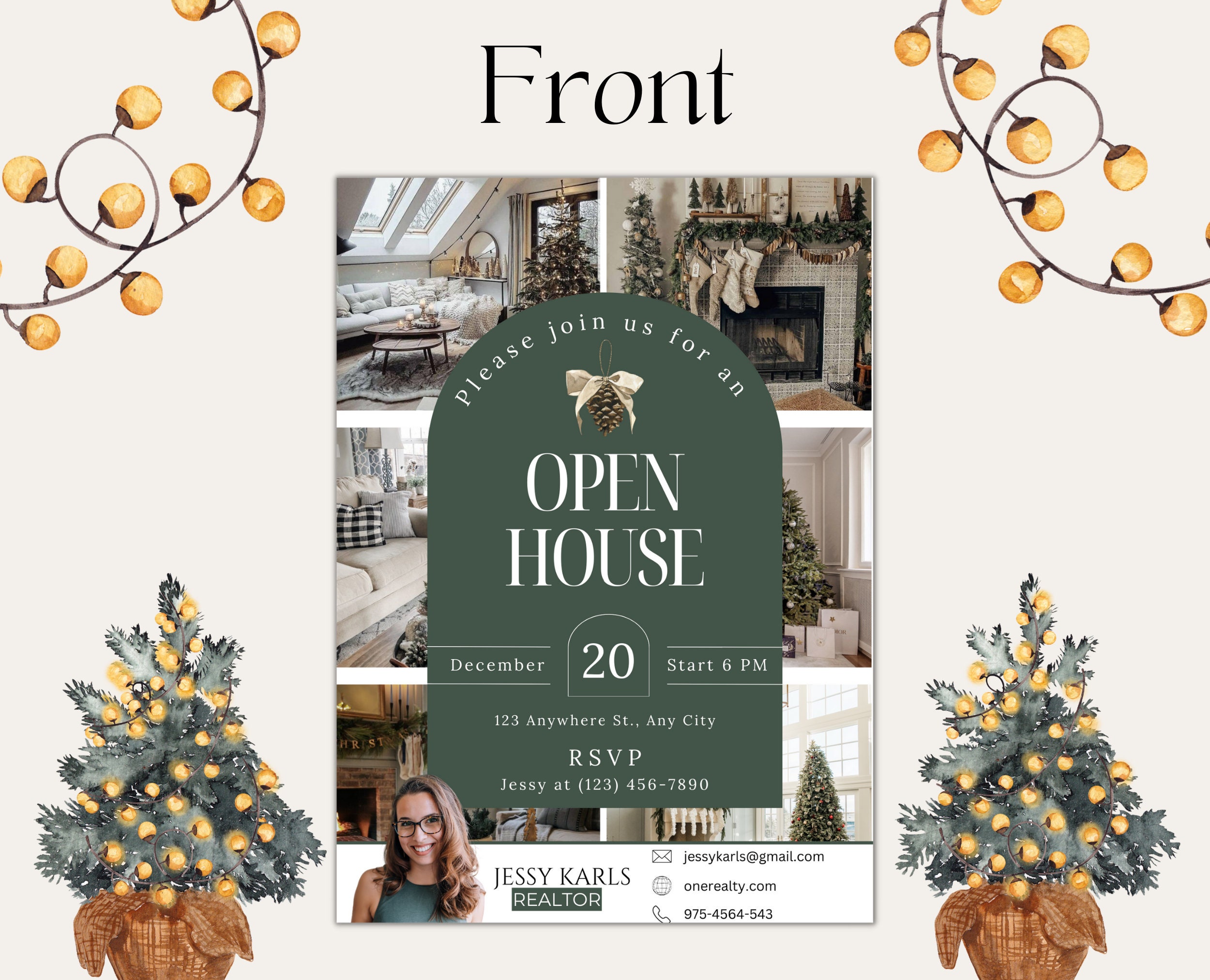 Holiday Open House Flyer|real Estate Christmas Flyer| Real Estate ...