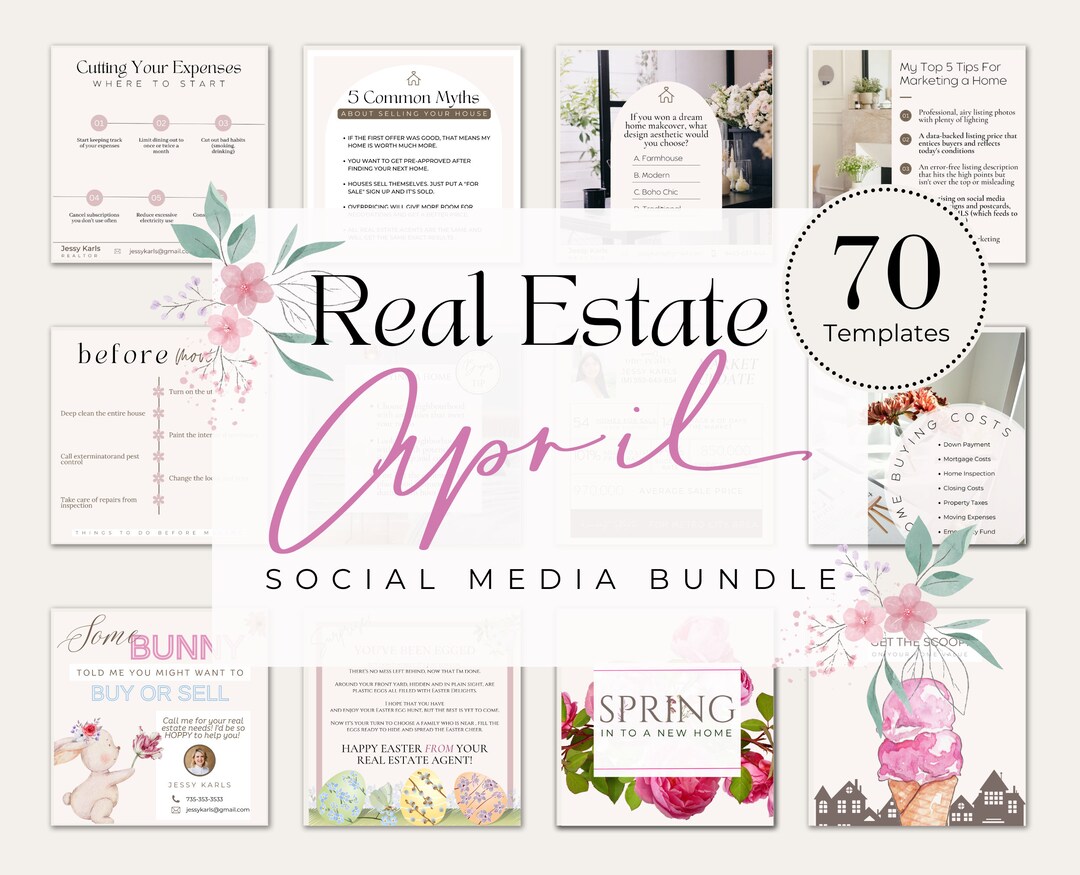 70+ Real Estate April Marketing Templates| Spring Realtor Posts| Easter ...