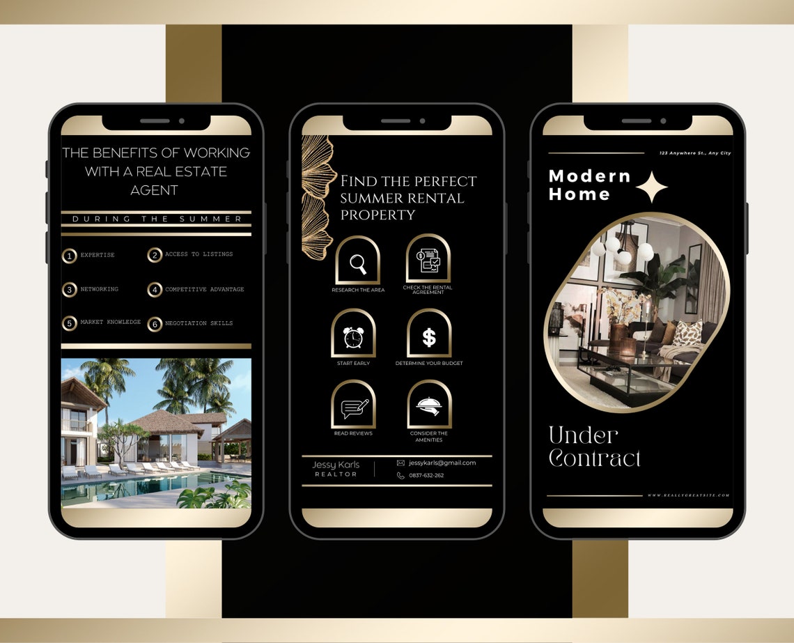 Black and Gold June Real Estate Templates| June Real Estate Marketing ...