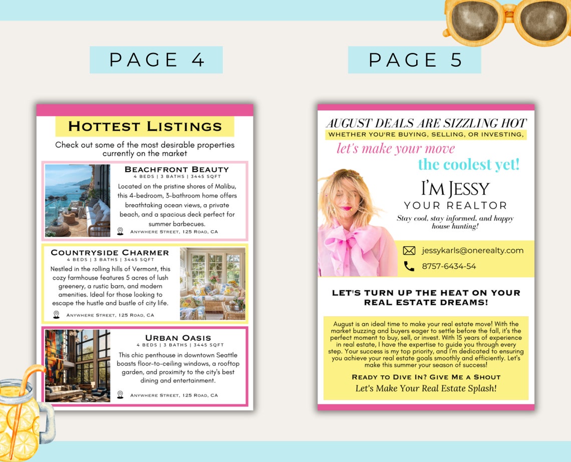 August Real Estate Newsletter| August Real Estate Mailer| Summer Real ...