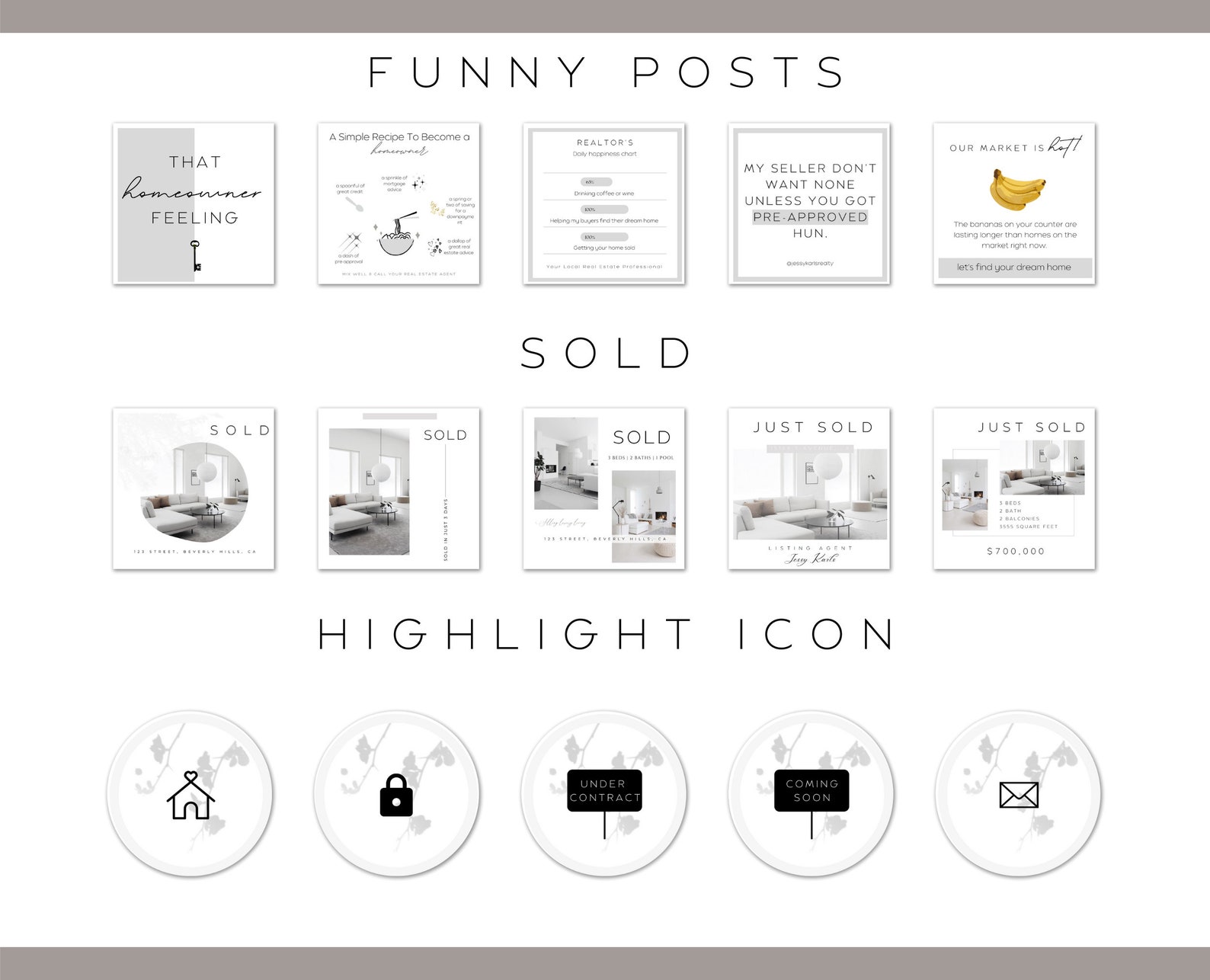 600 Clean Aesthetic Real Estate Templates Realtor Social - Etsy