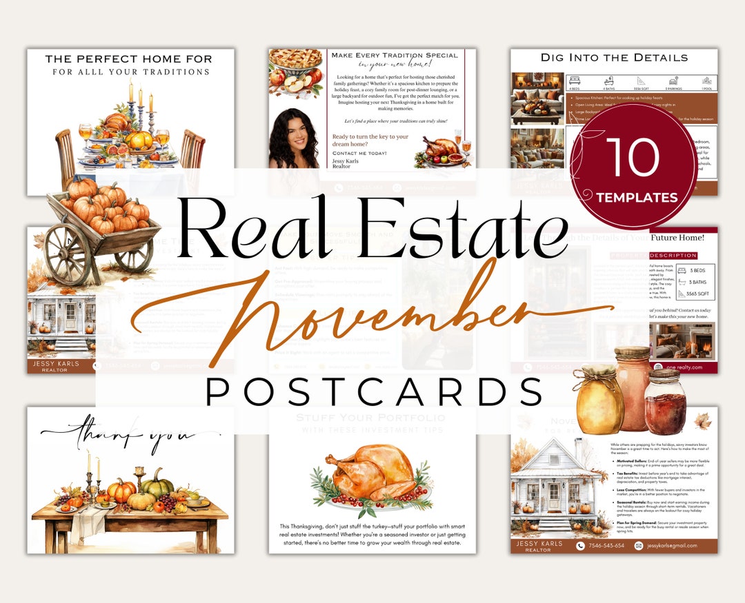 November Real Estate Postcard Templates|thanksgiving Real Estate ...