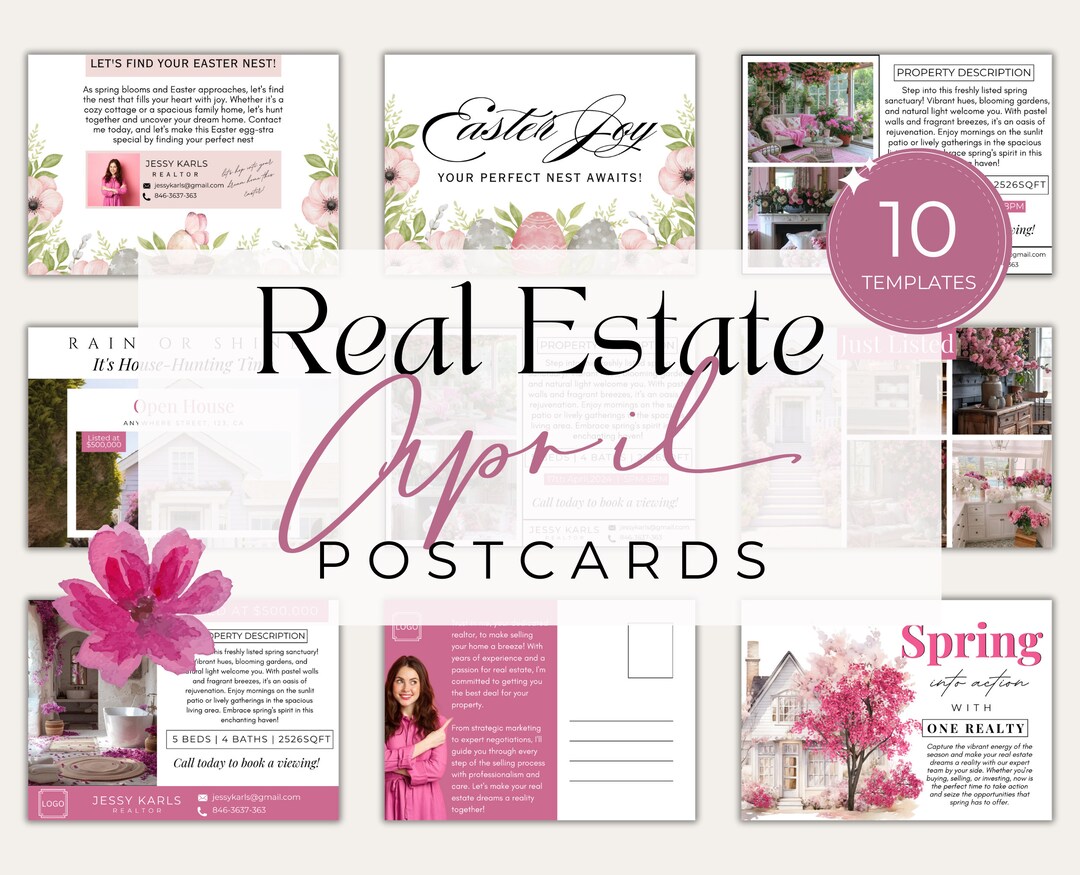 Real Estate April Postcards| Spring Real Estate Postcards| Realtor ...