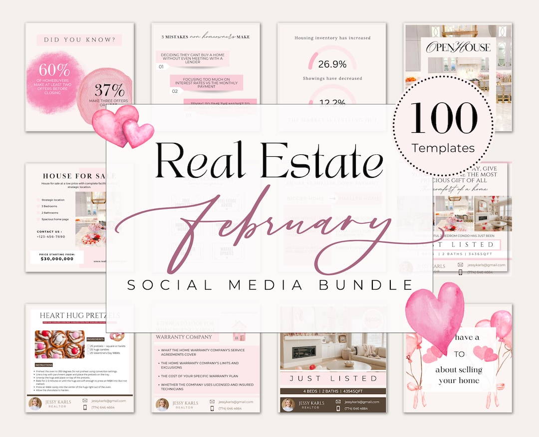 February Real Estate Templates| Valentines Day Real Estate Posts| Real ...