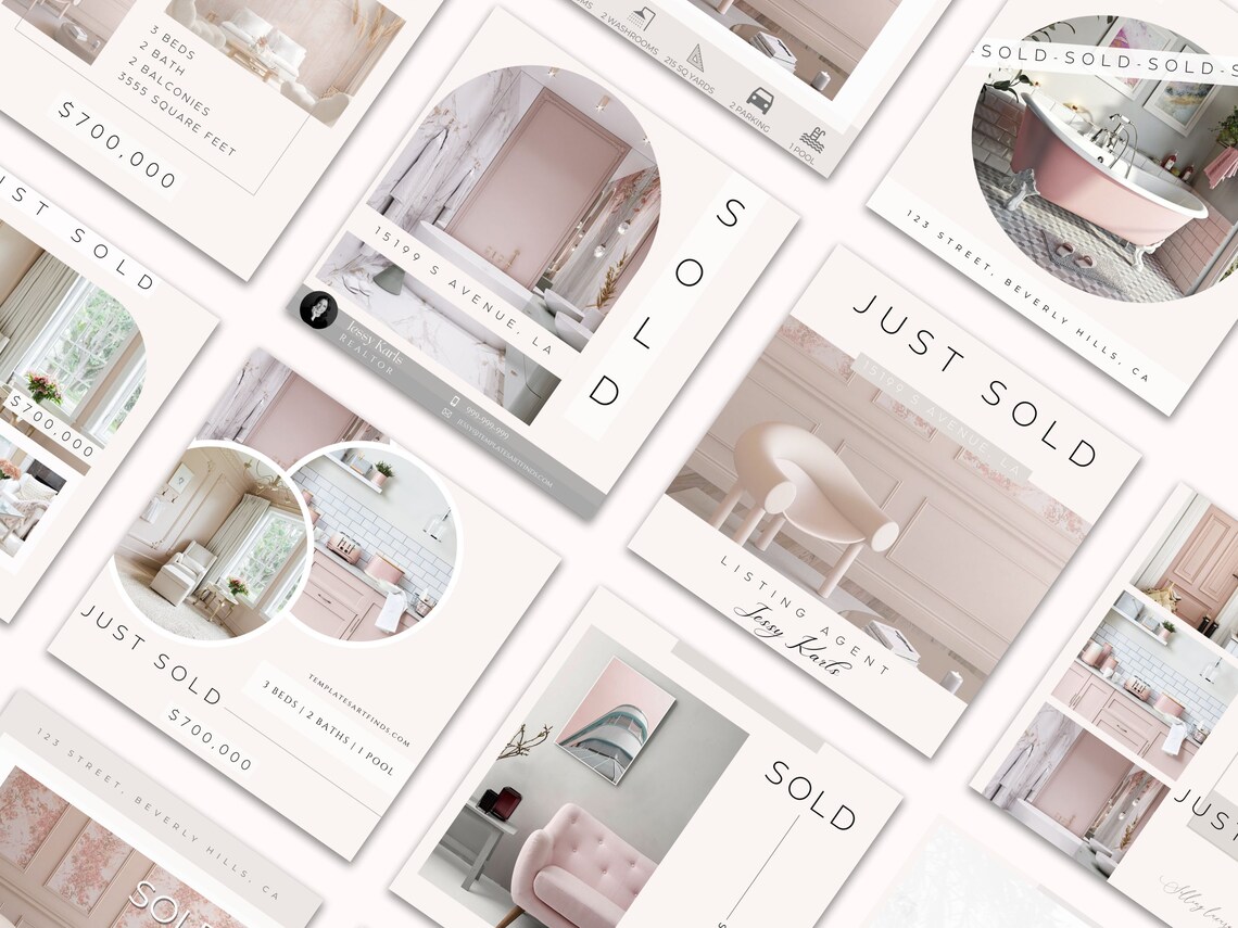 50 SOLD Aesthetic Real Estate Templatesblush Pink Instagram - Etsy