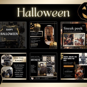 260+ Black &gold Fall Real Estate Templates| Fall Social Media Posts ...