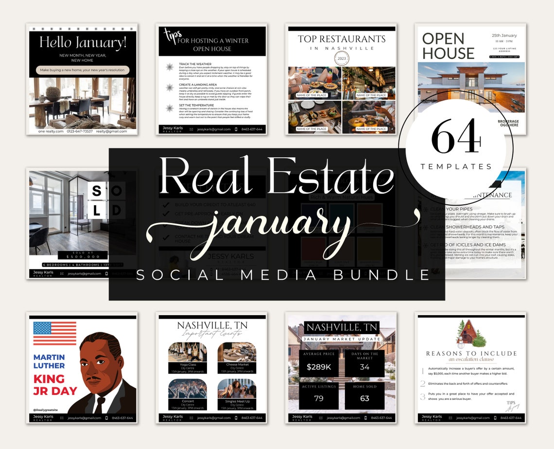 64 January Real Estate Marketing Templates Real Estate - Etsy