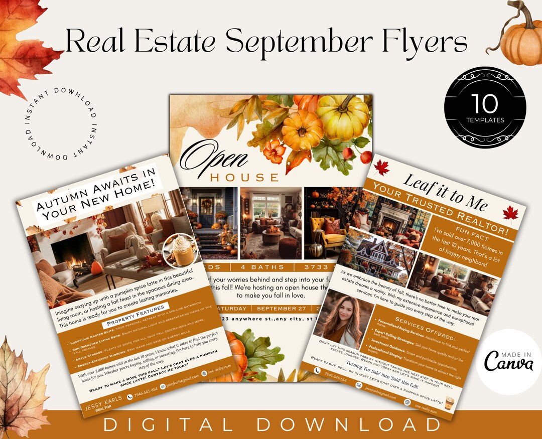 September Real Estate Flyer Templates| Fall Real Estate Flyers| Autumn ...