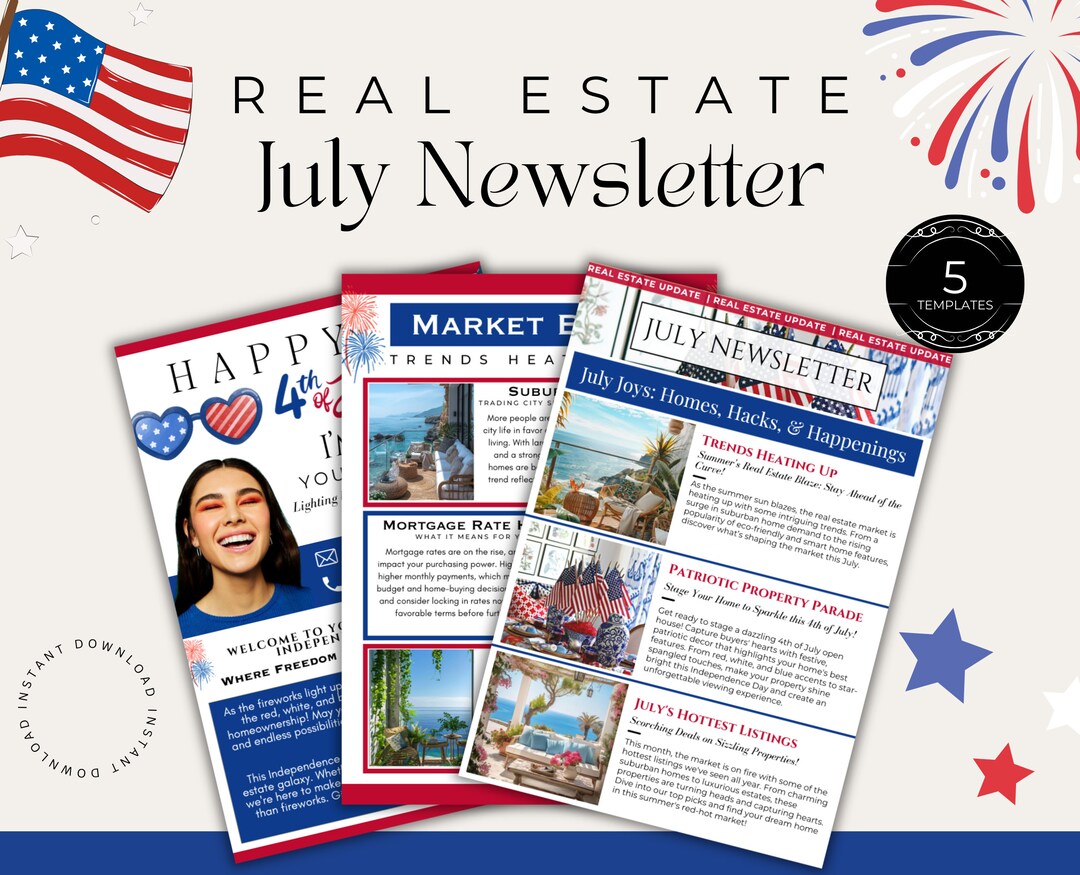 July Real Estate Newsletter| 4th of July Real Estate Marketing| Realtor ...