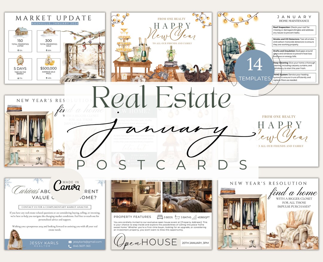 New Year Real Estate Postcards|january Real Estate Postcard Templates ...