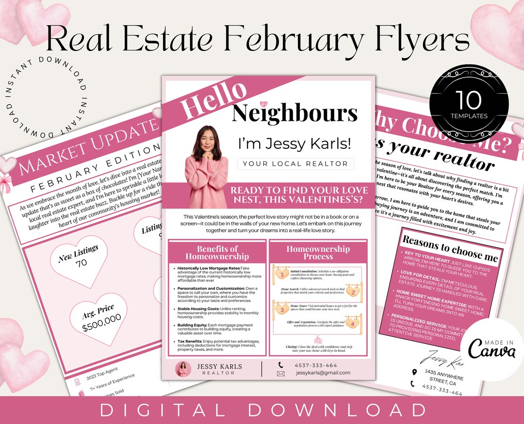 February Real Estate Flyer Templates| Valentines Day Real Estate Flyers ...