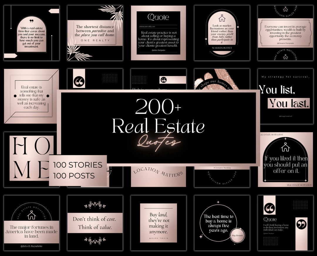 200+ Black & Rose Gold Real Estate Quote Templates| Realtor Quotes ...