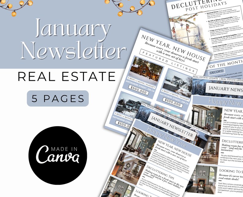 January Real Estate Newsletter Template| Real Estate Winter Newsletter ...