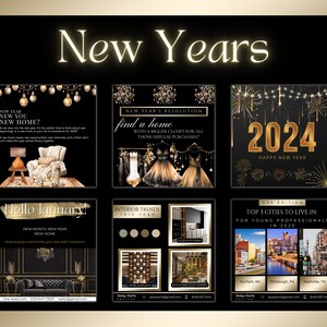 Real Estate Black and Gold January Templates| January Real Estate Posts ...