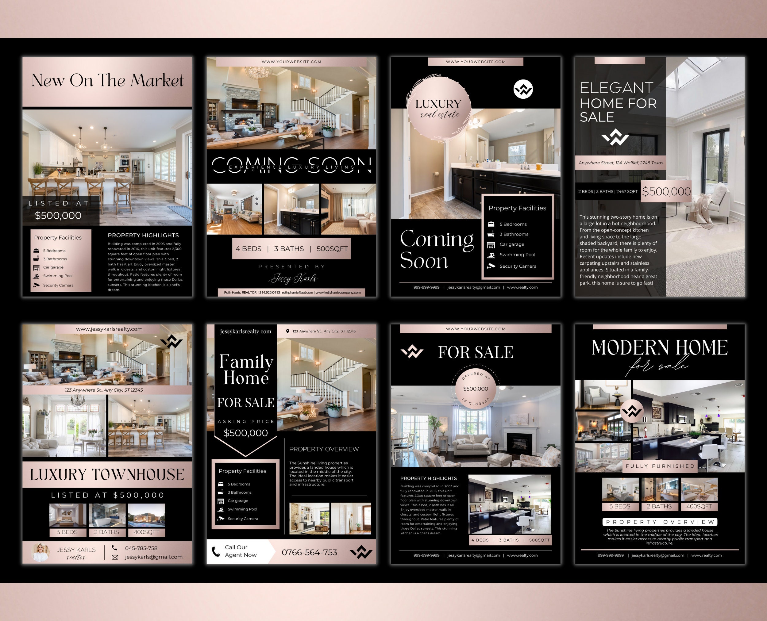 50 Black&rose Gold Real Estate Marketing Flyer Templates|realtor Flyer ...