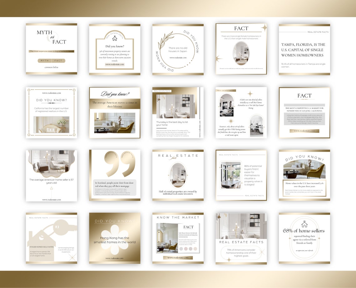 50 Real Estate Facts Templates Realtor Social Media Posts - Etsy