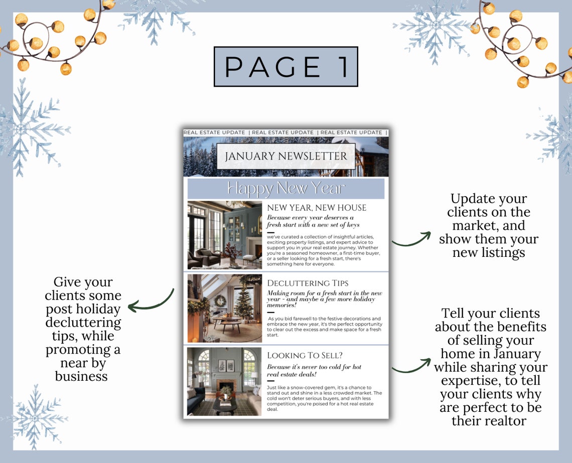 January Real Estate Newsletter Template| Real Estate Winter Newsletter ...