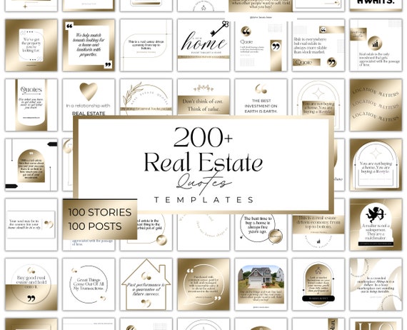 200 White & Gold Real Estate Quote Templates Realtor - Etsy