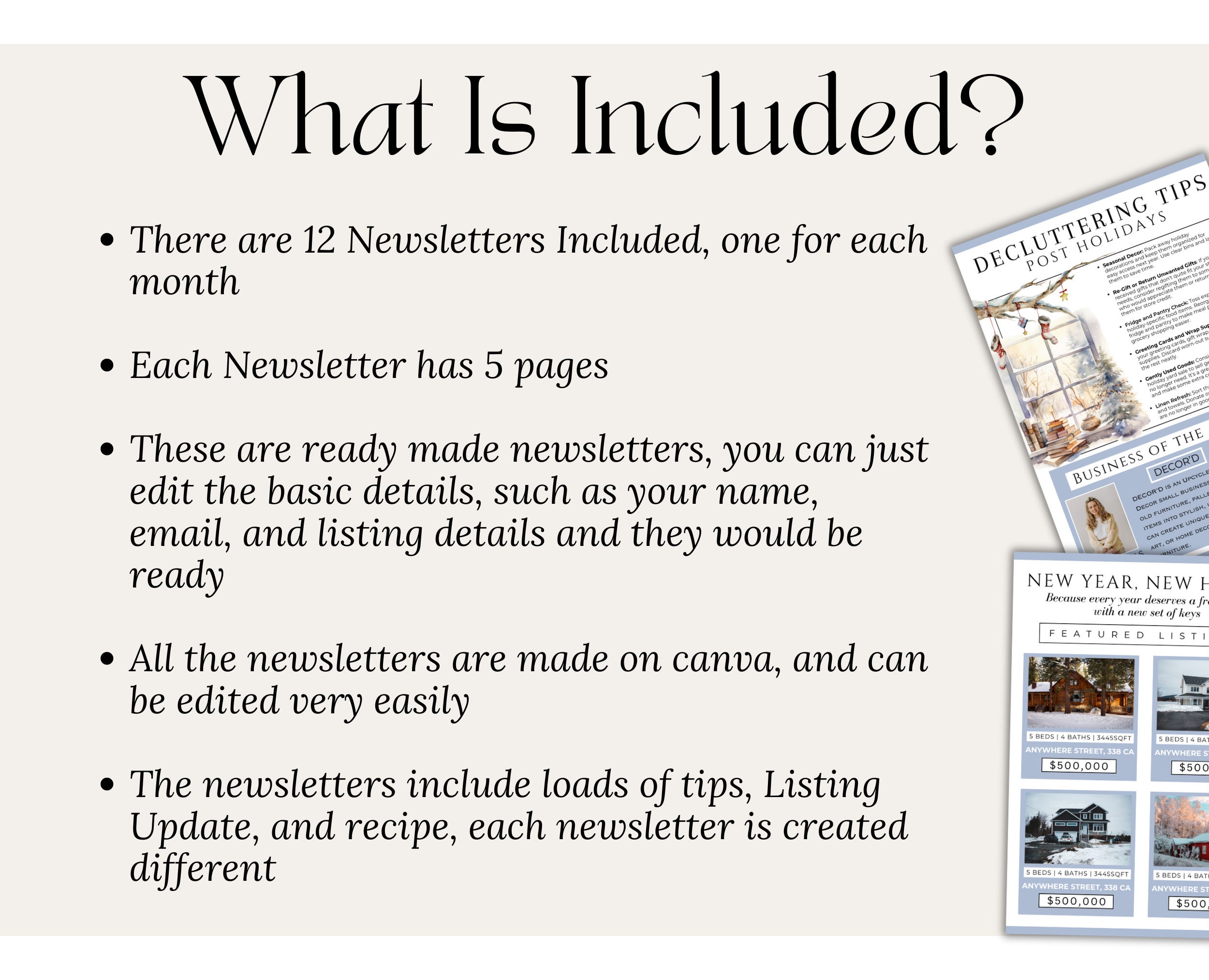 Real Estate Newsletter Bundle| Real Estate Full Year Newsletter Bundle ...