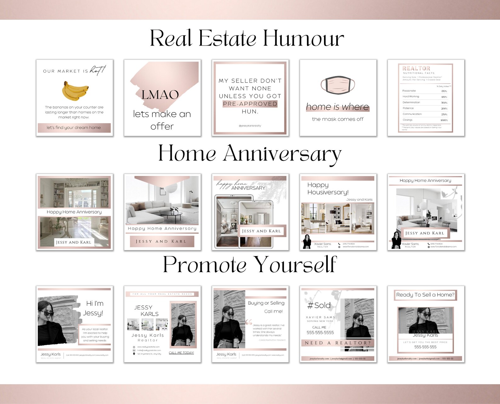 White & Rose Gold Real Estate Templates| Realtor Marketing Bundle ...