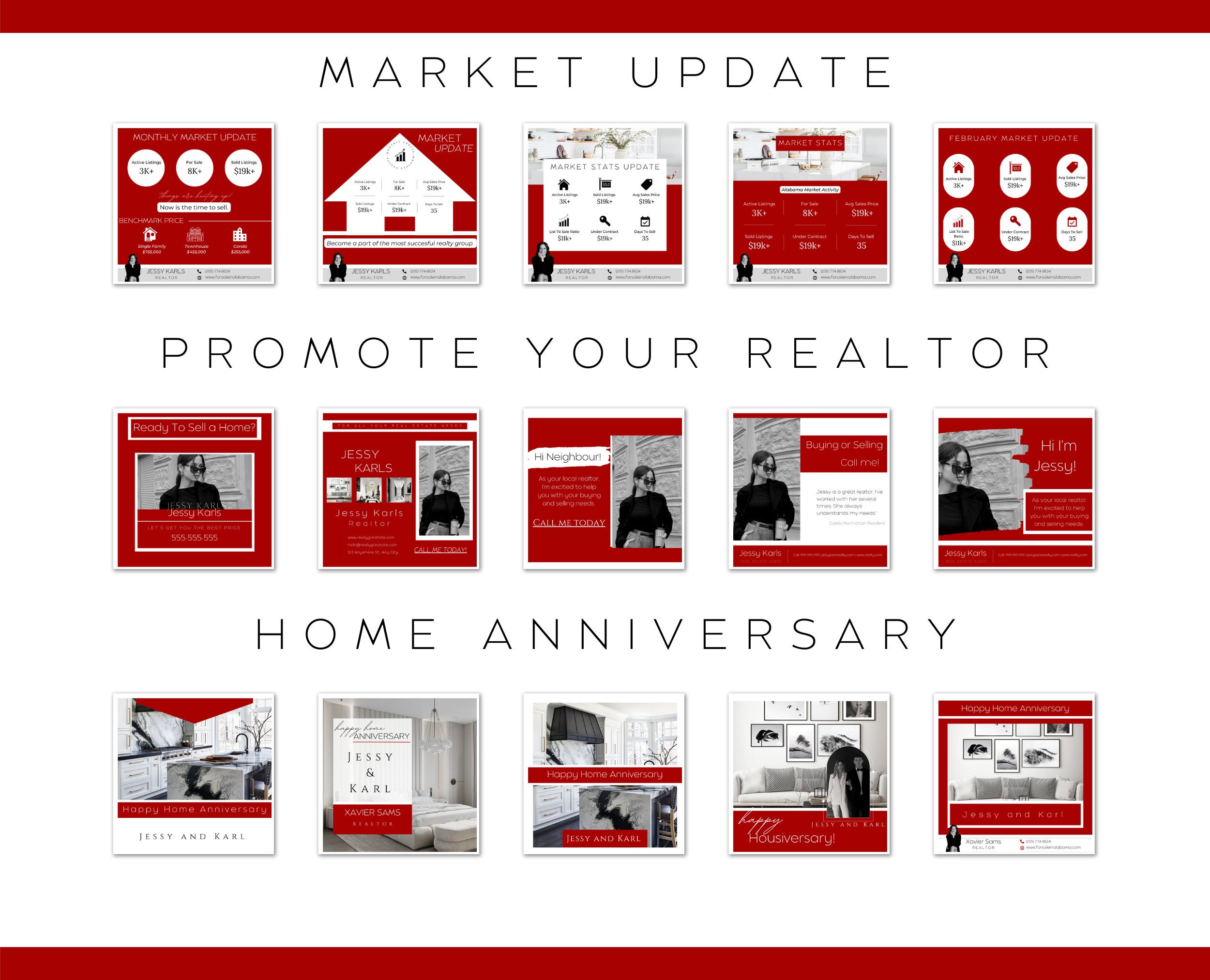 400+ Red Real Estate Marketing Templates|realtor Social Media Marketing ...
