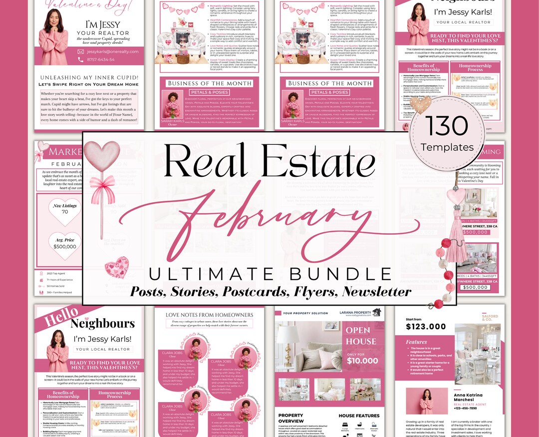 130 February Real Estate Templates| Valentines Day Real Estate ...