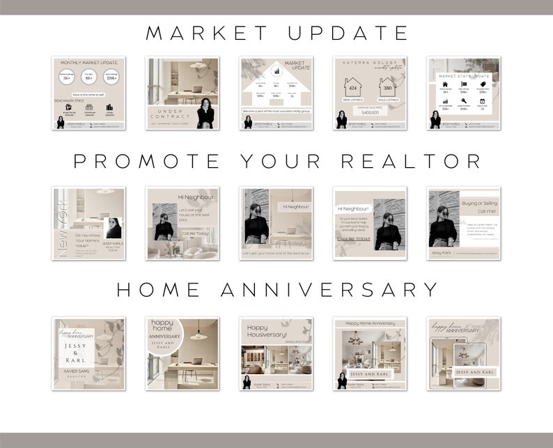 400+ Neutral Aesthetic Real Estate Marketing Templates| Editable Canva ...