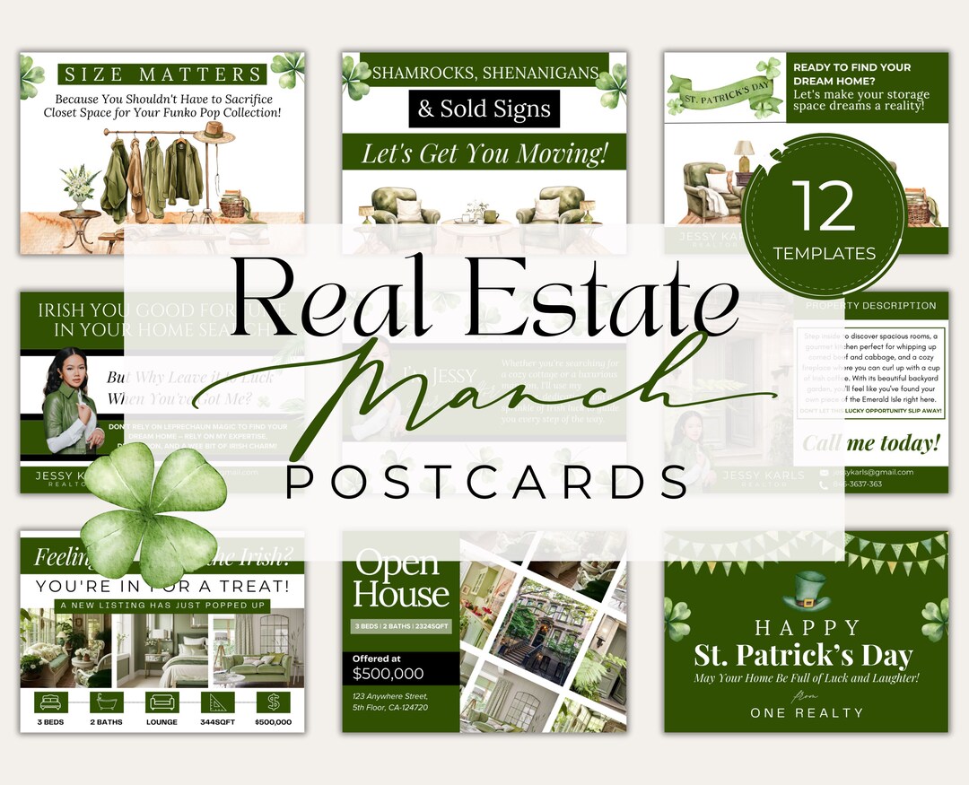 March Real Estate Postcard Template| Spring Real Estate Postcard| St ...