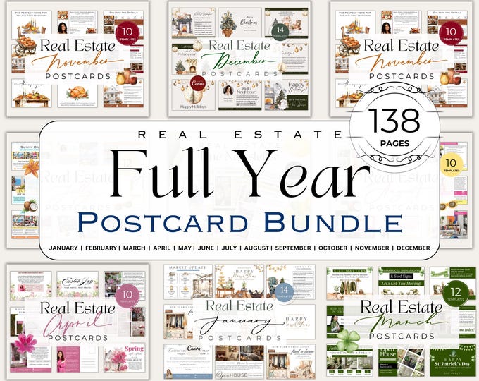 Months of the Year Postcards Set - Etsy