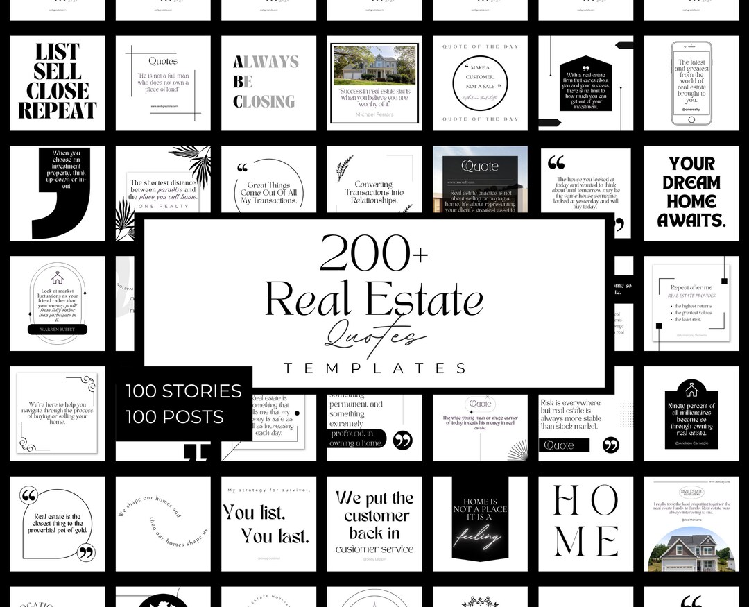 200+ Modern Real Estate Quote Templates| Black and White Realtor Quotes ...