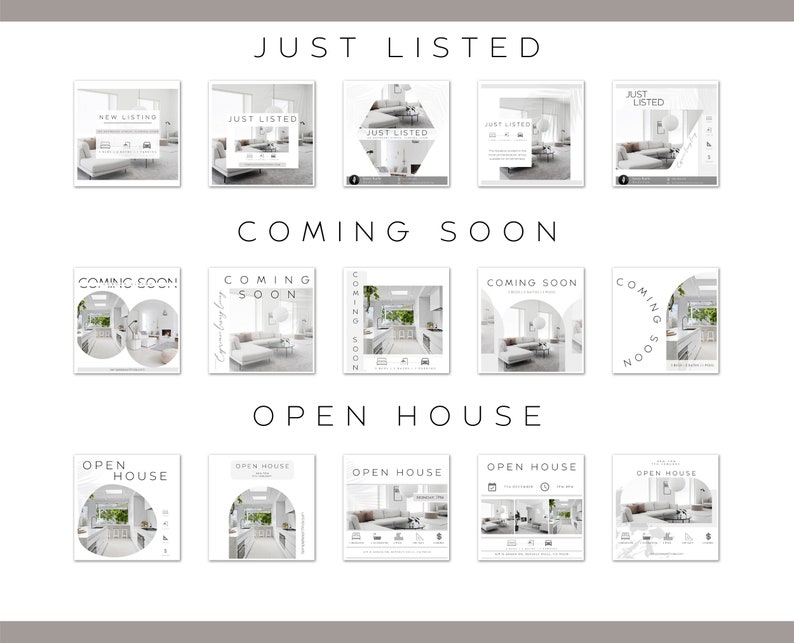 600 Clean Aesthetic Real Estate Templates Realtor Social - Etsy