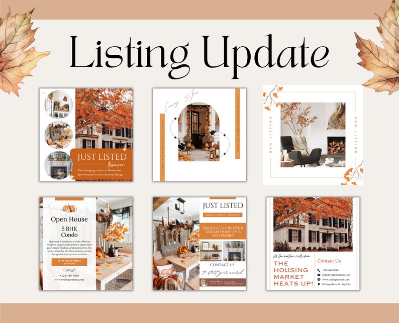 November Real Estate Marketing Templates| November Real Estate Posts ...