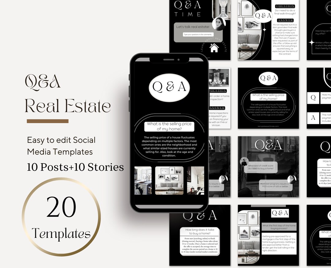 20 Modern Real Estate Q&A Templates|instagram and Facebook Posts and ...