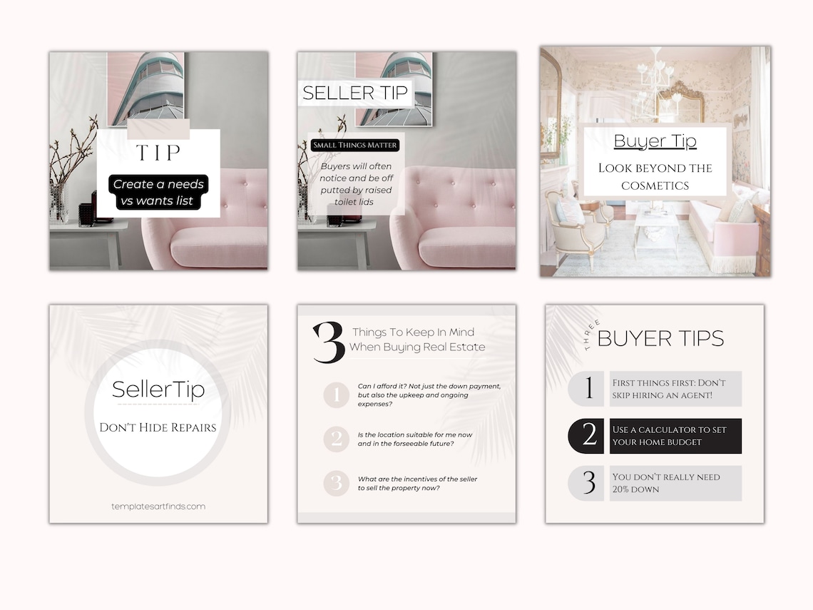 20 Buyer Seller Tips Templates for Real Estate Instagram and | Etsy