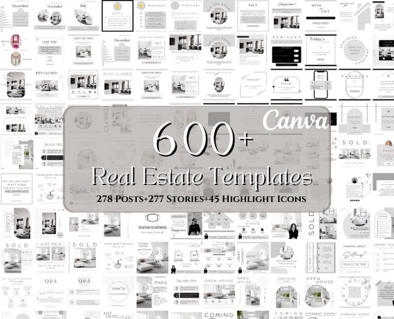 600 Clean Aesthetic Real Estate Templates Realtor Social - Etsy