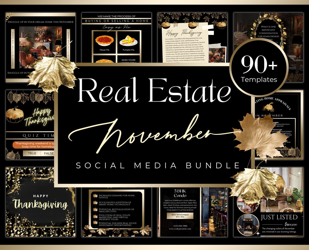 90+ Black and Gold November Real Estate Templates| Luxury Fall ...