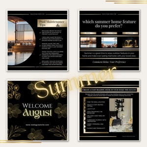 70+ August Real Estate Marketing Templates| Black and Gold August ...