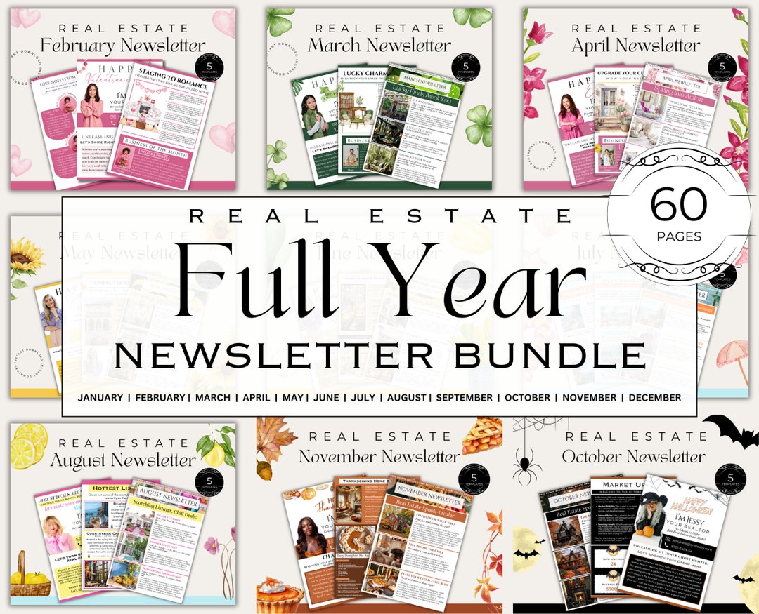 Real Estate Newsletter Bundle| Real Estate Full Year Newsletter Bundle ...
